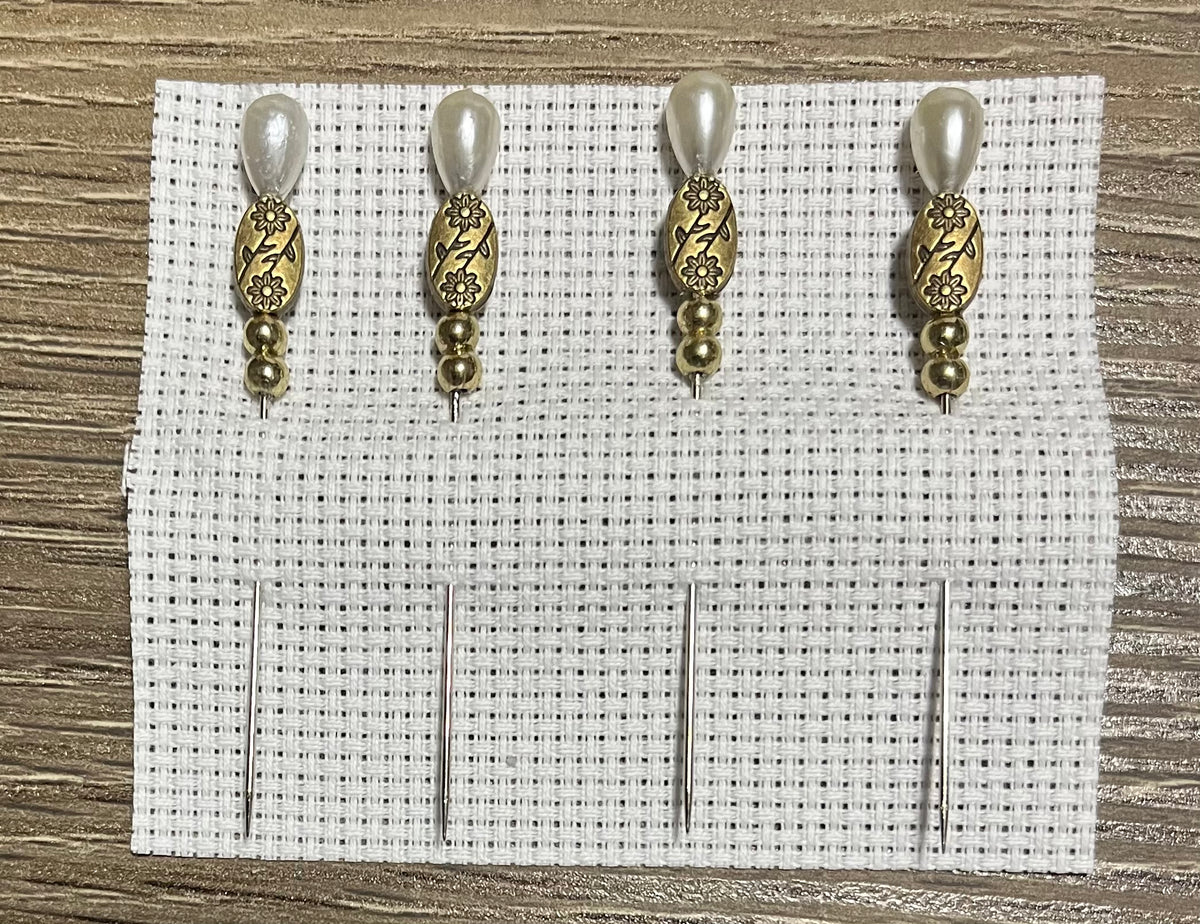 Counting Pins for Cross Stitch - Antique Gold Flowers – Sonia's Needle ...